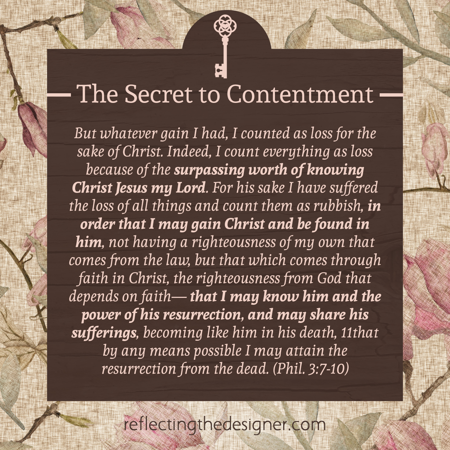 The Secret to Contentment – Reflecting the Designer